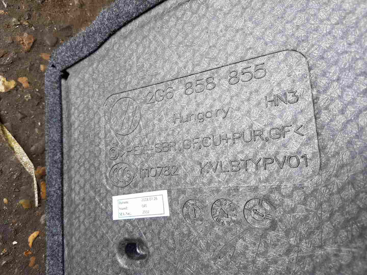 Volkswagen Polo MK6 2017-2023 Boot Carpet MAT Cover 2G6858855 | VWBreakers